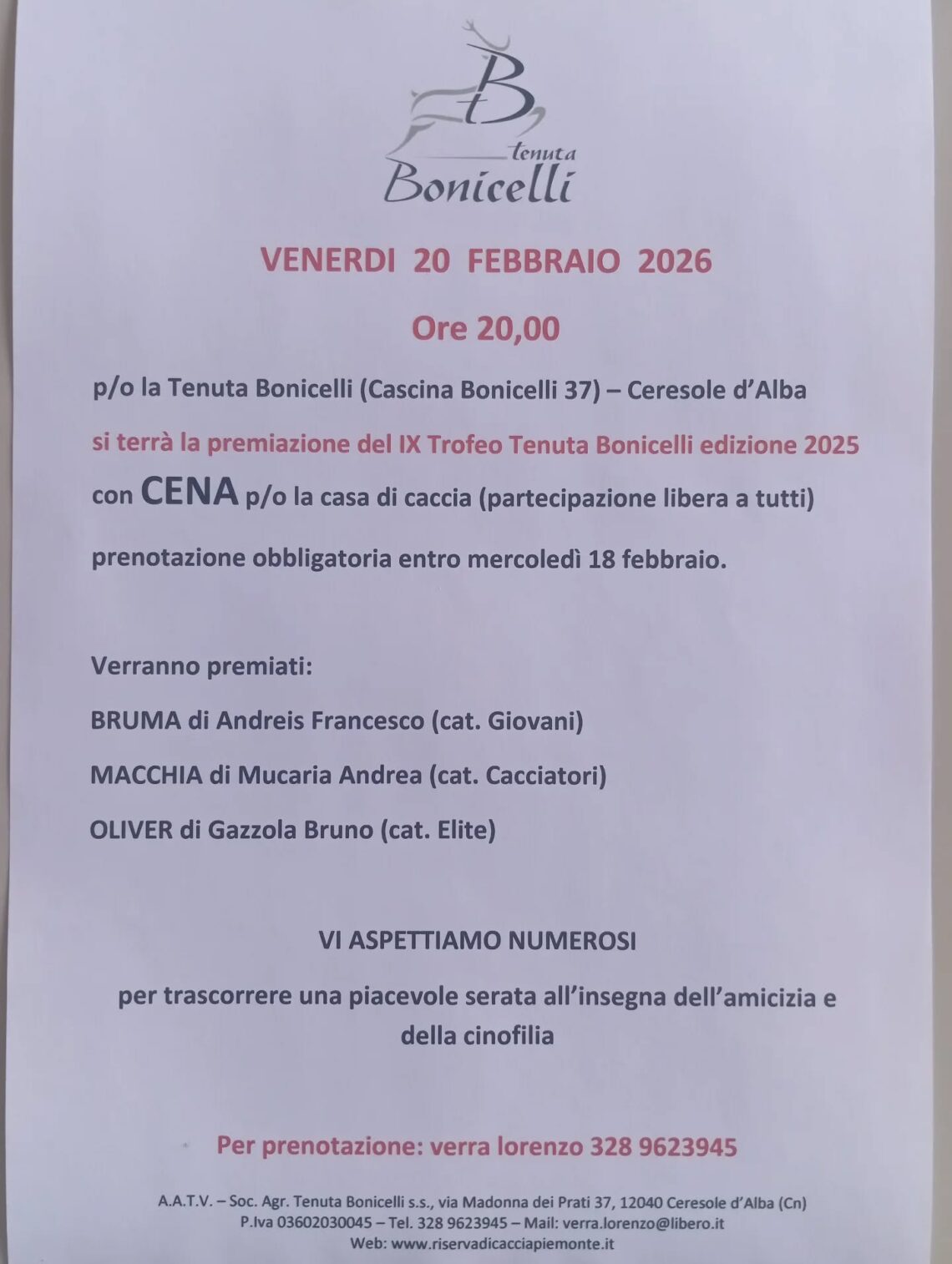 Trofeo Tenuta Bonicelli: la novena edición de la ceremonia de ...