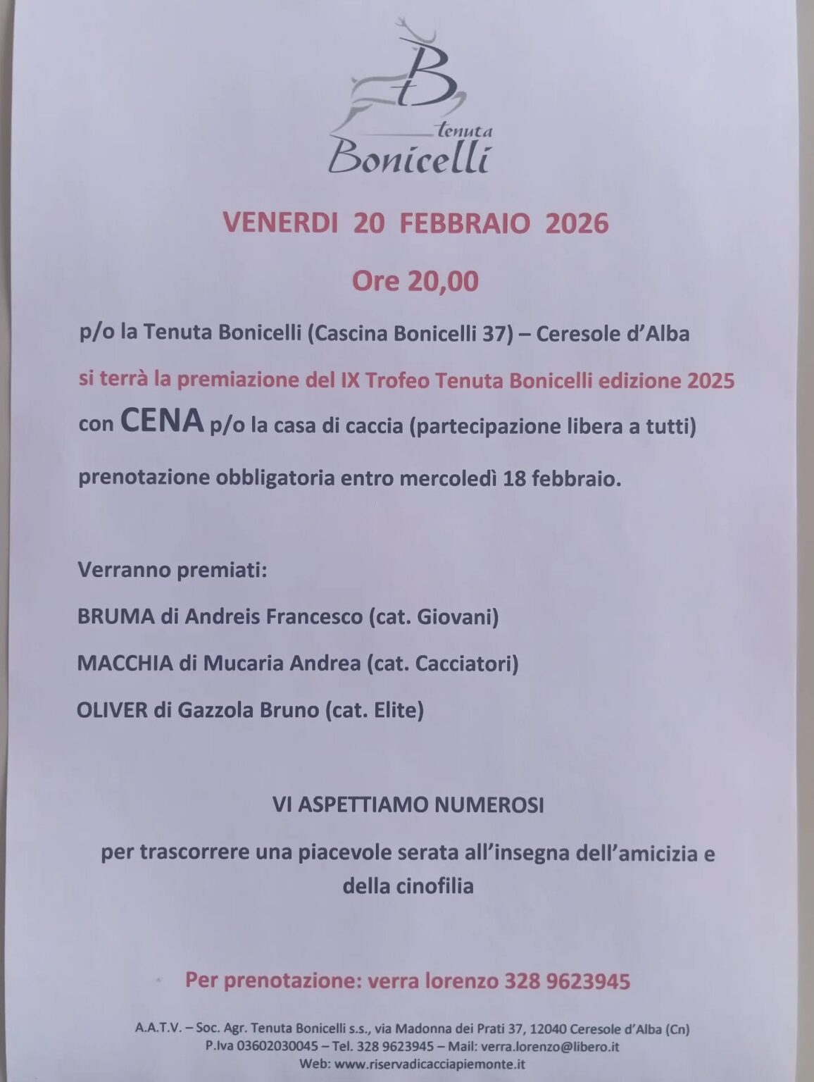 Tenuta Bonicelli Trophy: Die neunte Ausgabe der Preisverleihung findet ...